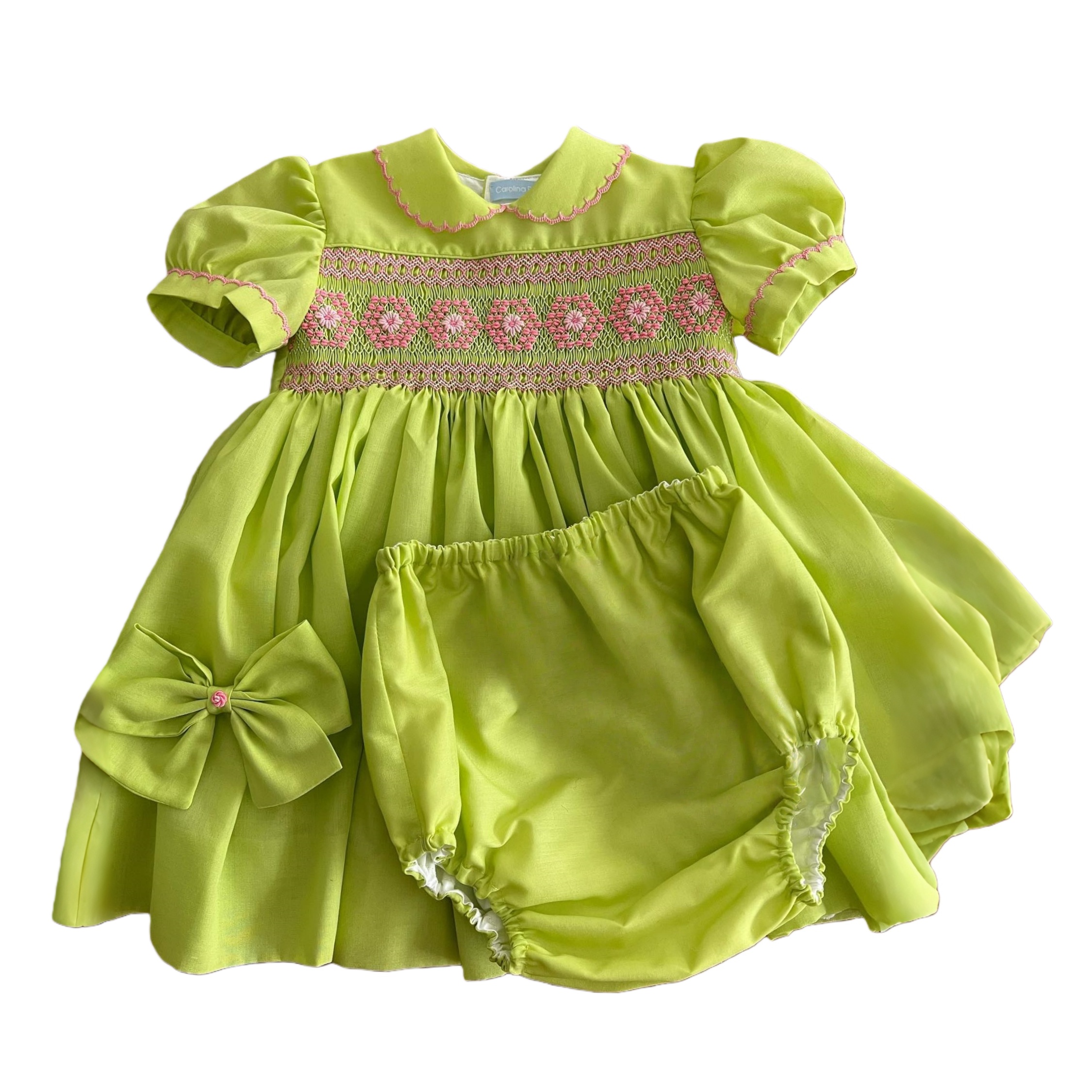 Toddler Smocked Dresses with Floral Embroidery - Kabeier