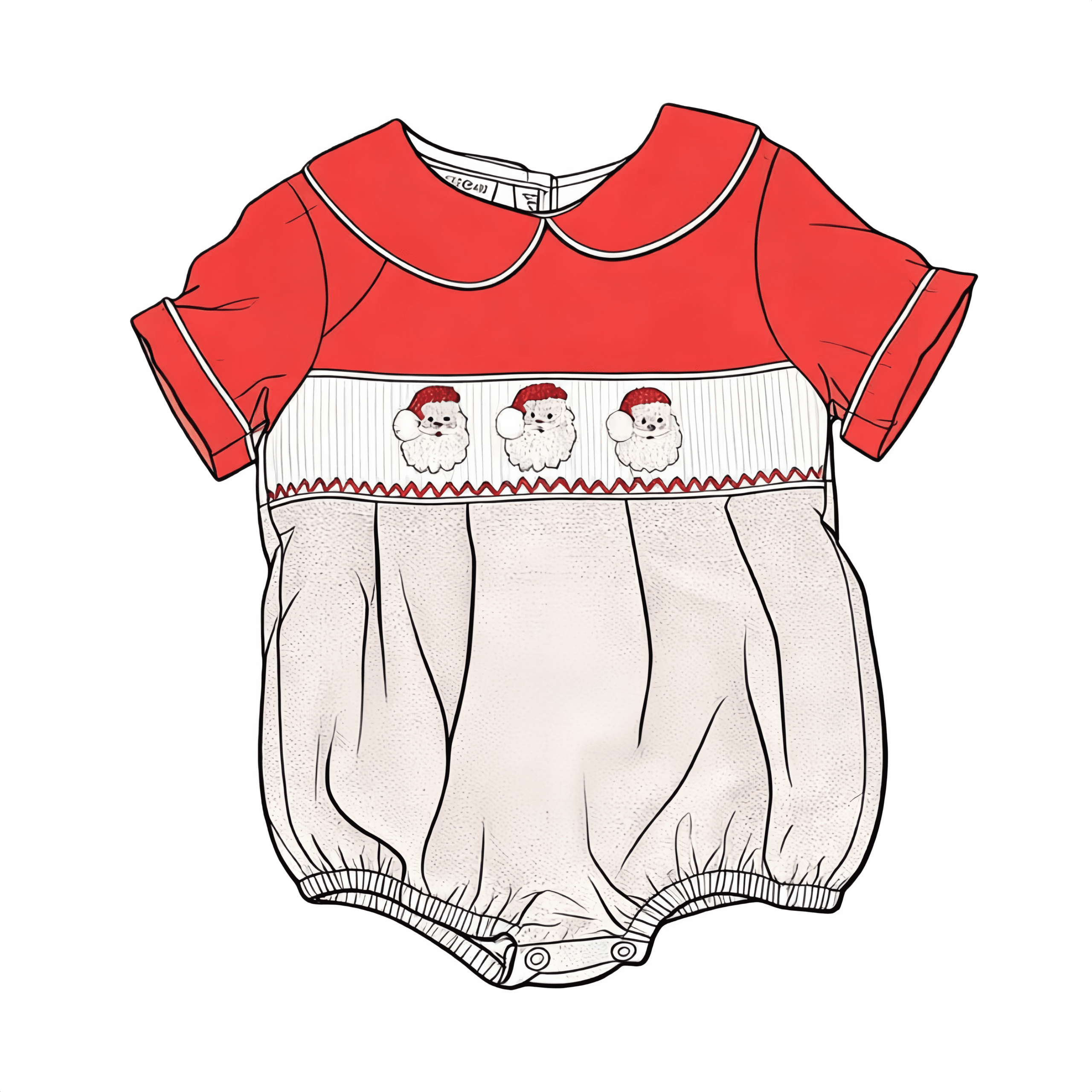Custom Smocked Christmas Bubble with Santa Pattern - Kabeier