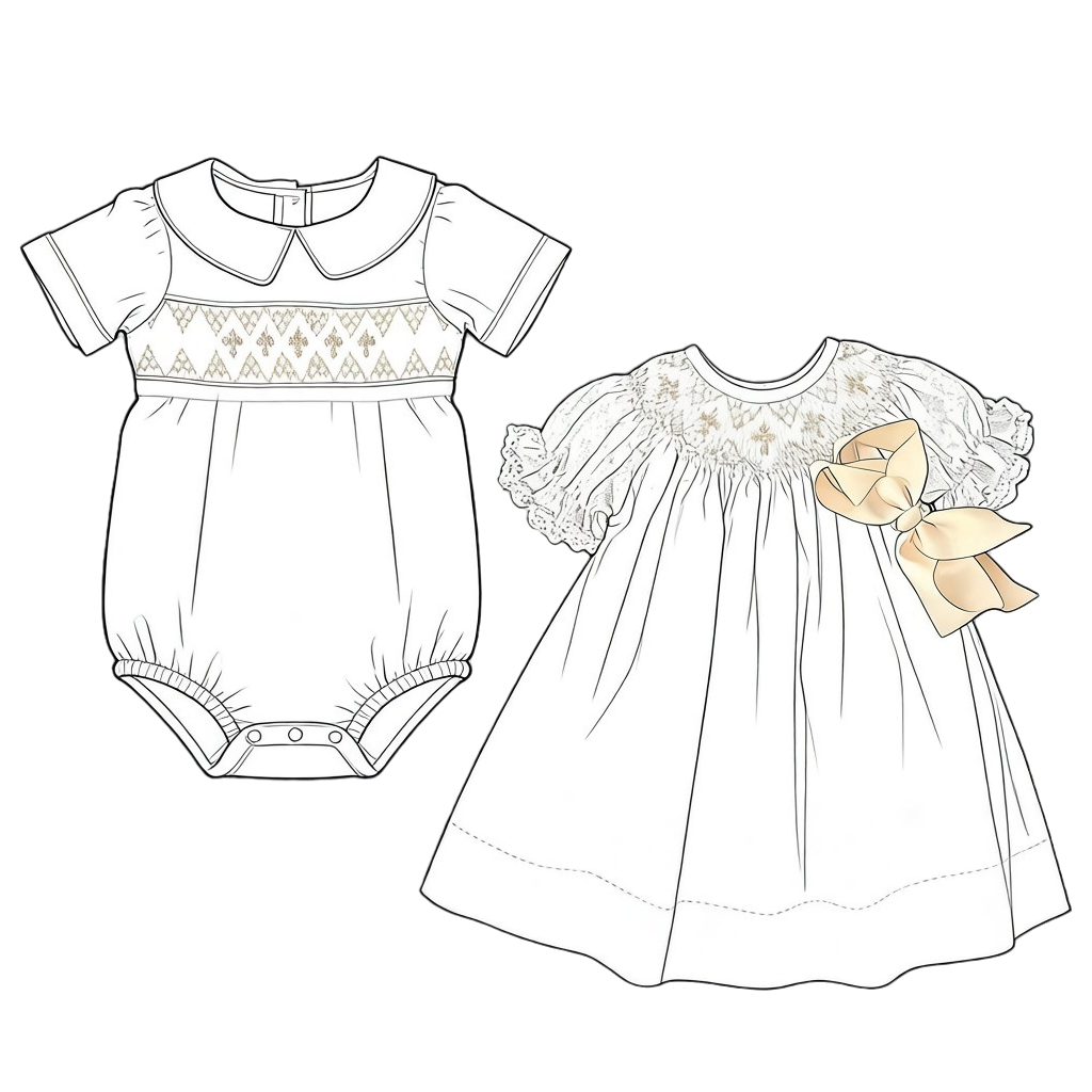 Custom Smocked Cross Bubble Dress Baptism - Kabeier